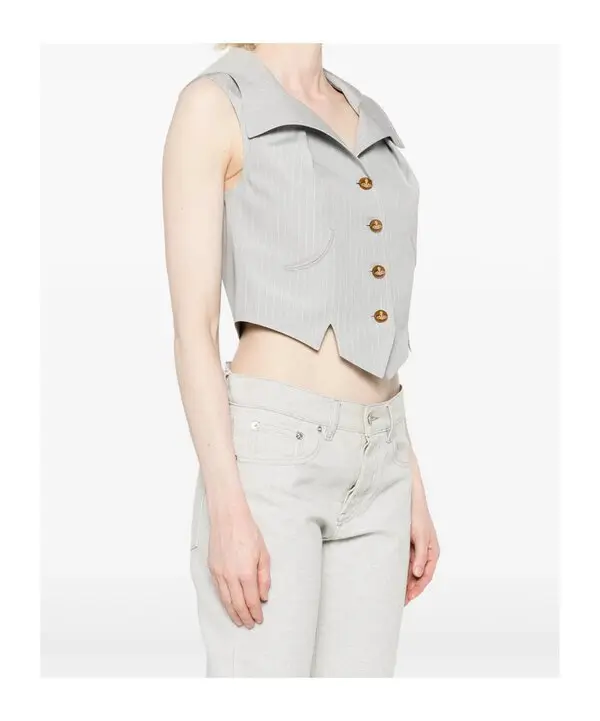VIVIENNE WESTWOOD Meryl Pinstripe Sleeveless Waistcoat - Light Grey