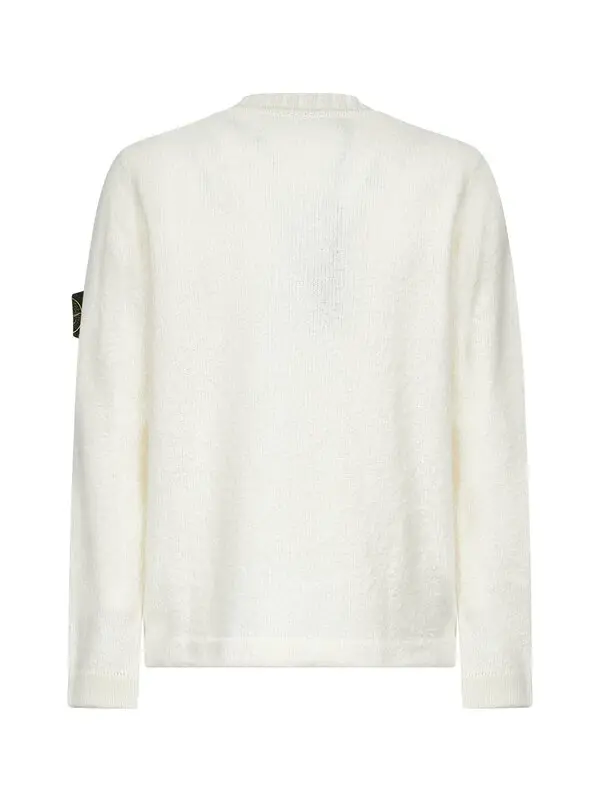 Stone Island Crewneck Jumper With Logo Patch - Ivory