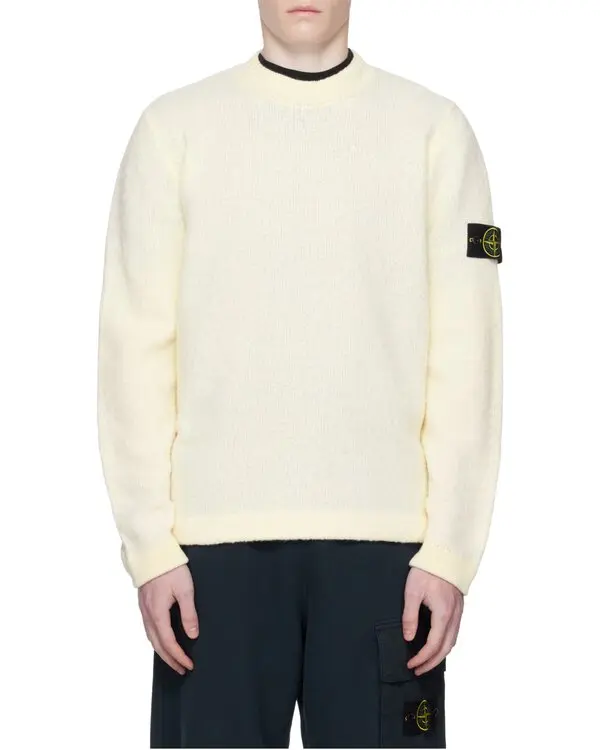Stone Island Crewneck Jumper With Logo Patch - Ivory