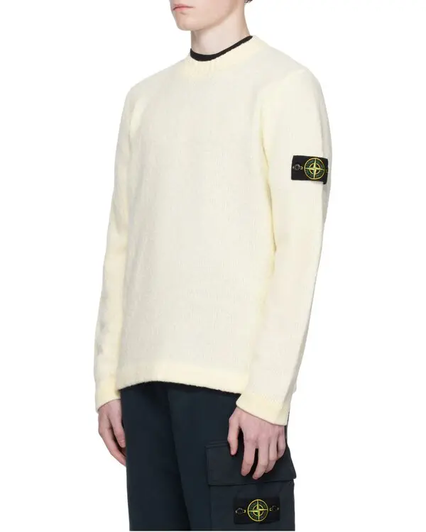 Stone Island Crewneck Jumper With Logo Patch - Ivory