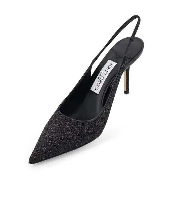 JIMMY CHOO Love 85 Glitter Slingback Pumps - Black