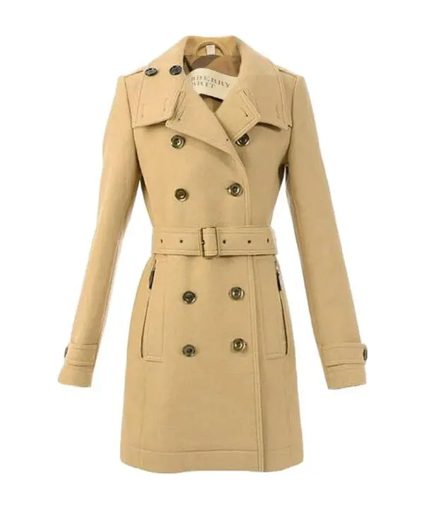 Burberry Long-sleeved Trench Coat With Belt - Nude