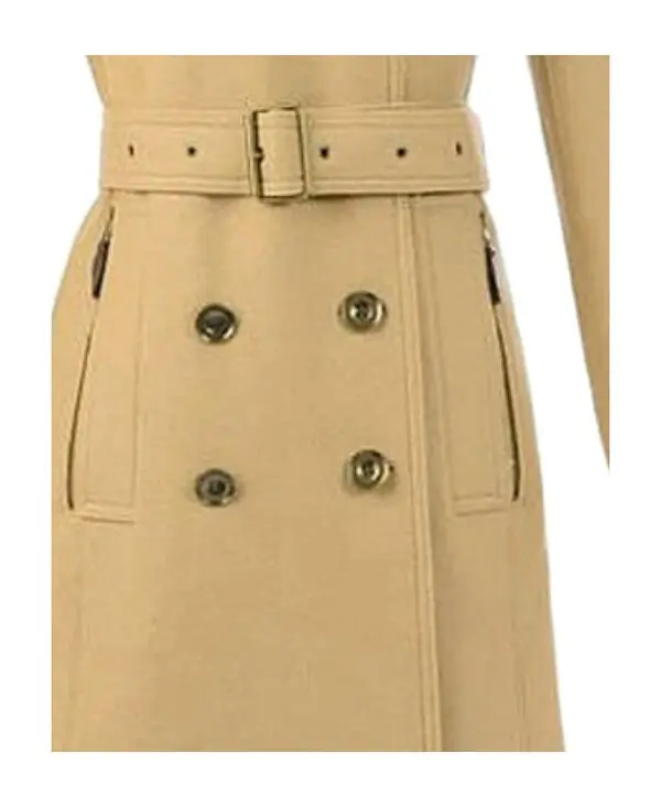 Burberry Long-sleeved Trench Coat With Belt - Nude