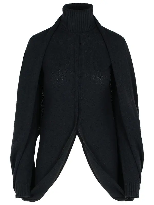 Sportmax High-neck Knitted Jumper With Front Slit