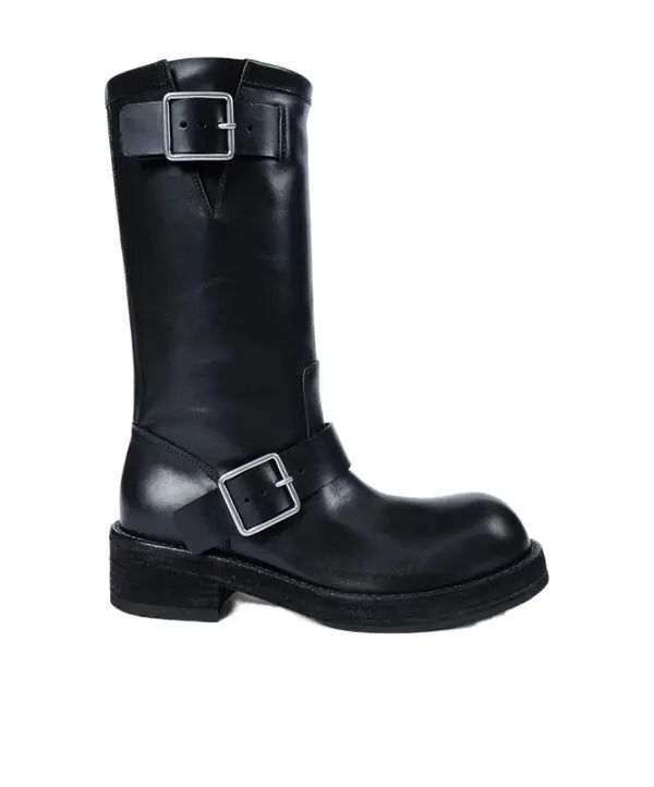 ANN DEMEULEMEESTER Sarith Engineer Buckles Biker Boots - Black