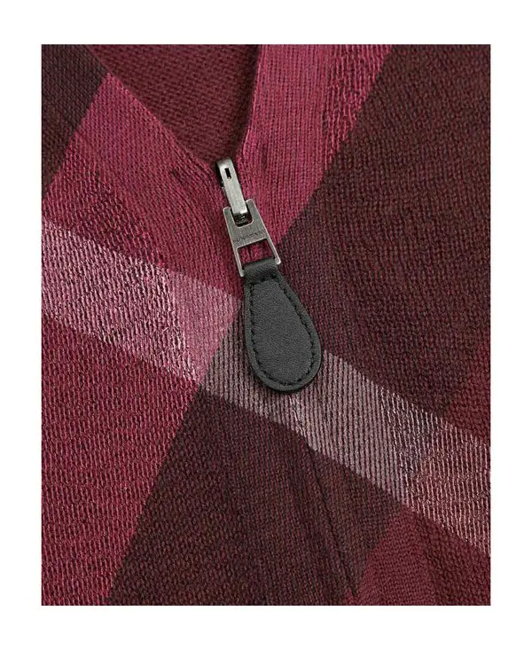 Burberry V-neck Plaid Trim Cardigan