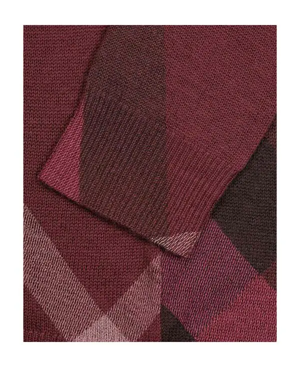 Burberry V-neck Plaid Trim Cardigan