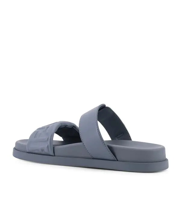 Fendi Ff Embossed Double Strap Sandals - Blue