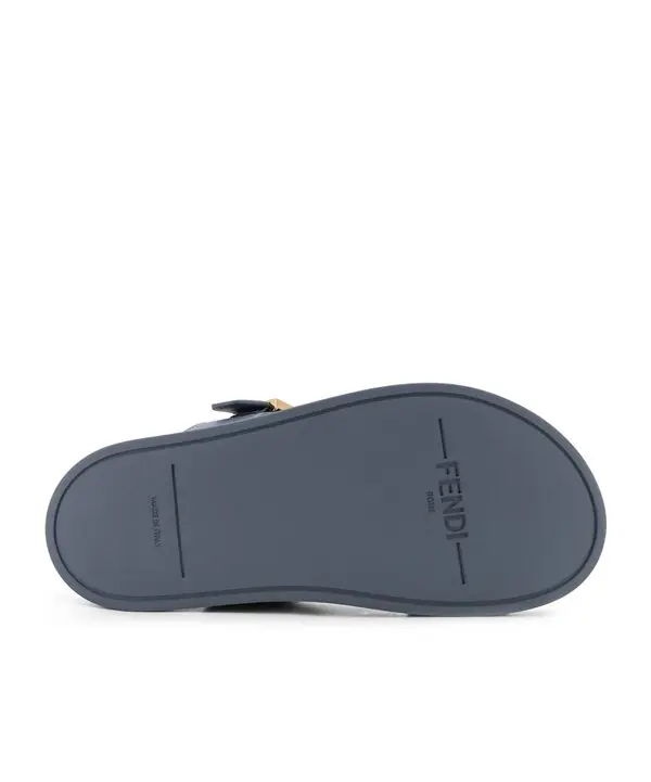 Fendi Ff Embossed Double Strap Sandals - Blue