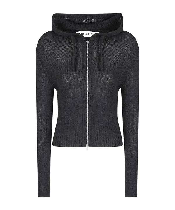 Our Legacy Zip-up Hooded Sweater With Ribbed Hem