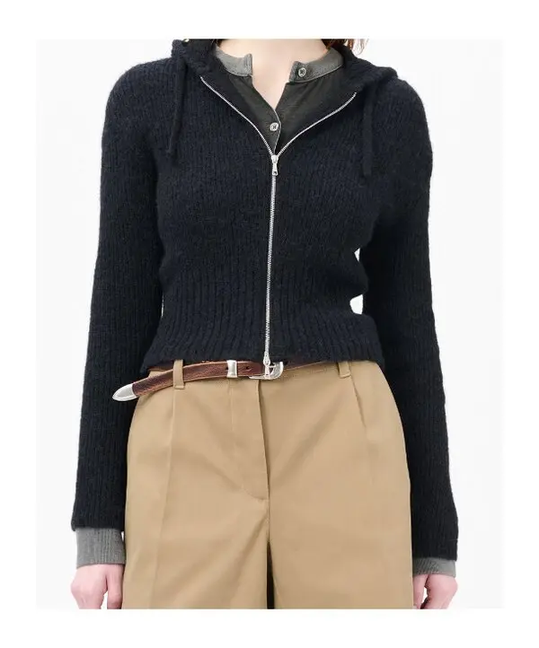 Our Legacy Zip-up Hooded Sweater With Ribbed Hem