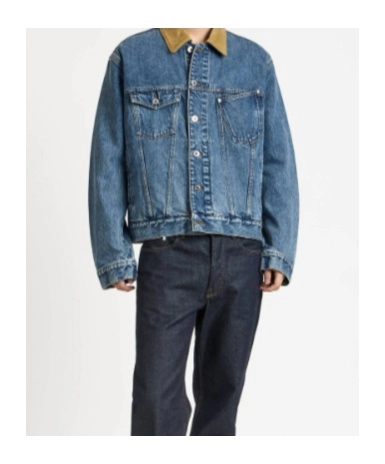 J.W.ANDERSON Denim Trucker Jacket With Corduroy Collar - Medium Blue