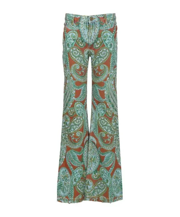 Etro Flared Jeans With All-over Paisley Motif - Multicolor