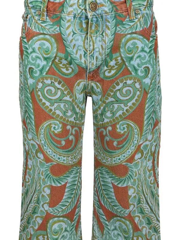 Etro Flared Jeans With All-over Paisley Motif - Multicolor