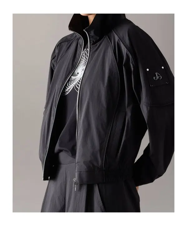 Moose Knuckles Logo Plaque Bomber Jacket - Black