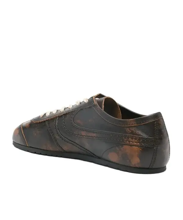 Dries Van Noten Distressed Lace-up Low-top Sneakers - Black