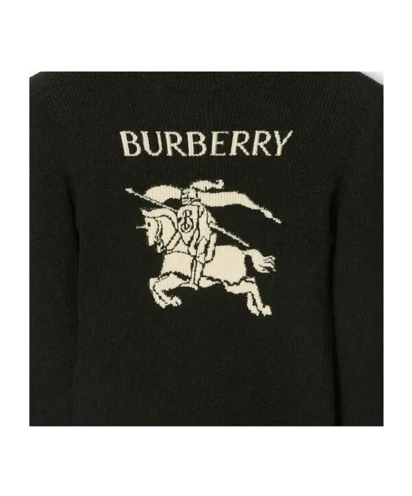 Burberry Shona Equestrian Intarsia Knitted Sweater - Black/green