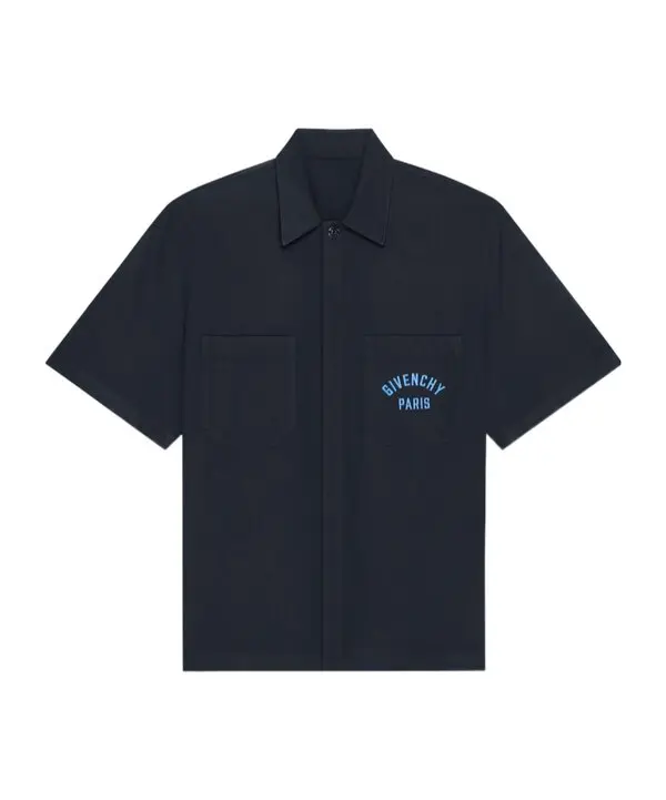 Givenchy Paris Signature Embroidered Short-sleeved Shirt - Black