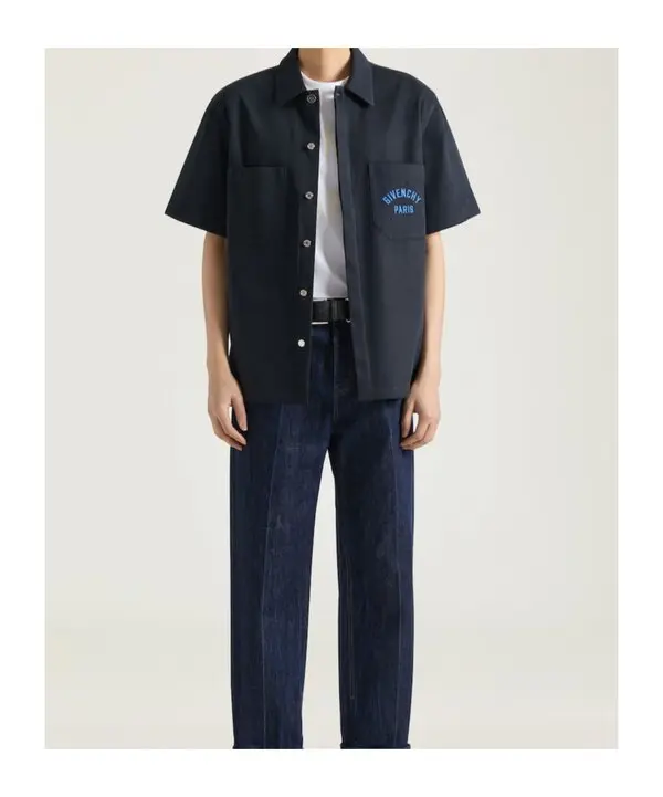 Givenchy Paris Signature Embroidered Short-sleeved Shirt - Black