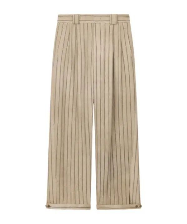 Emporio Armani Pinstriped Wide-leg Pants - Light Brown