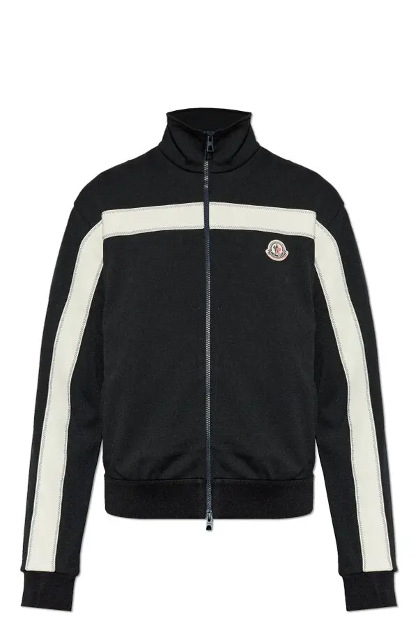 Moncler Contrast Stripe Zip Sweatshirt - Black