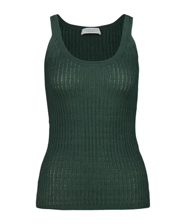 Gabriela Hearst Nevin Pointelle Ribbed Tank Top - British Green