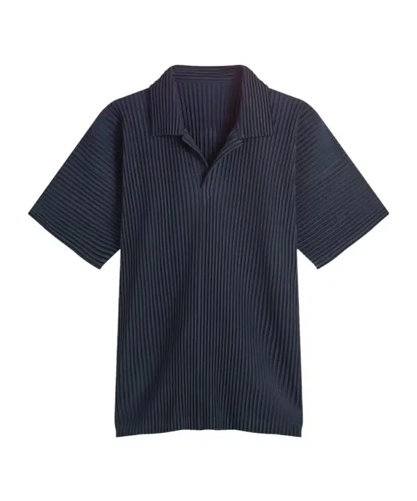 Issey Miyake Homme Plissé Pleated Polo Shirt - Black