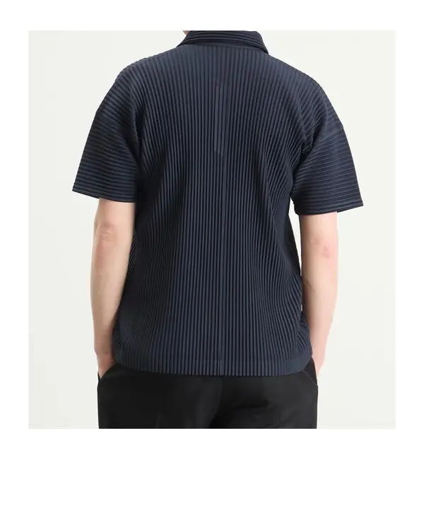 Issey Miyake Homme Plissé Pleated Polo Shirt - Black