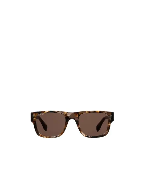 Gucci Rectangular Frame Sunglasses - Bright Brown And Dark Green