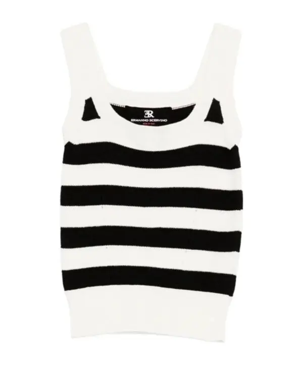 Ermanno Scervino Striped Knit Sleeveless Top - Bianco/nero