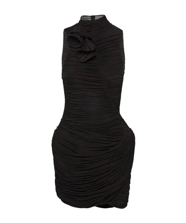 Magda Butrym Ruched Floral Appliqué Mini Dress