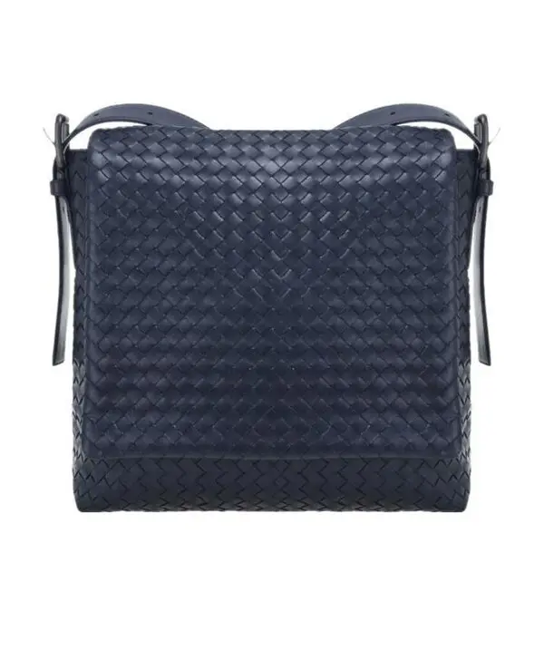 Bottega Veneta Woven Leather Shoulder Bag - Blue