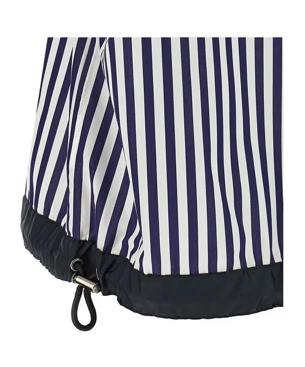 Sacai Striped Cropped Shirt With Embroidered Logo - Blue