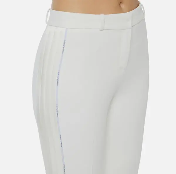 Elisabetta Franchi Slim Fit Crepe Trousers With Tuxedo Detail - Ivory