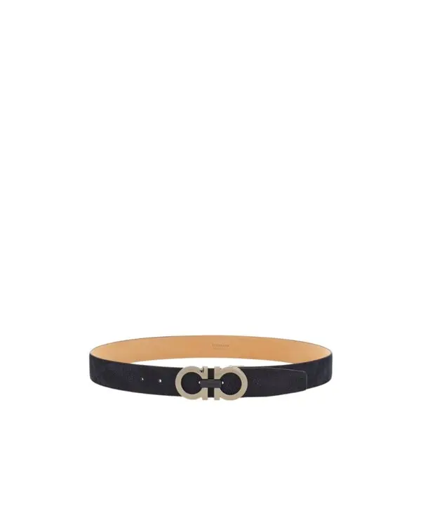 FERRAGAMO Adjustable Gancini Belt - Navy Blue