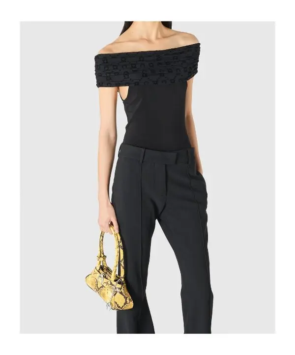 MARINE SERRE Off-shoulder Draped Bustier Top