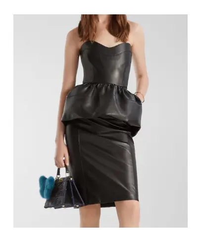 Fendi Strapless Peplum Midi Dress