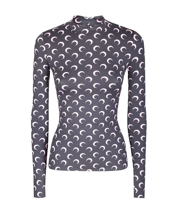 MARINE SERRE Crescent Moon Print Long Sleeve Top