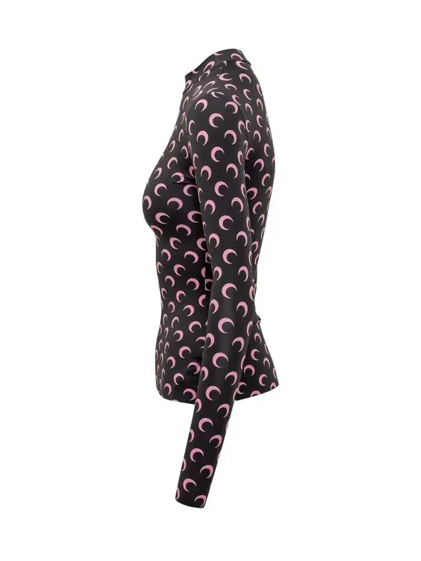 MARINE SERRE Crescent Moon Print Long Sleeve Top