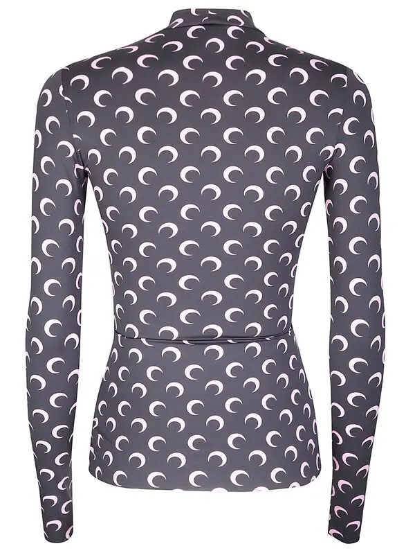 MARINE SERRE Crescent Moon Print Long Sleeve Top