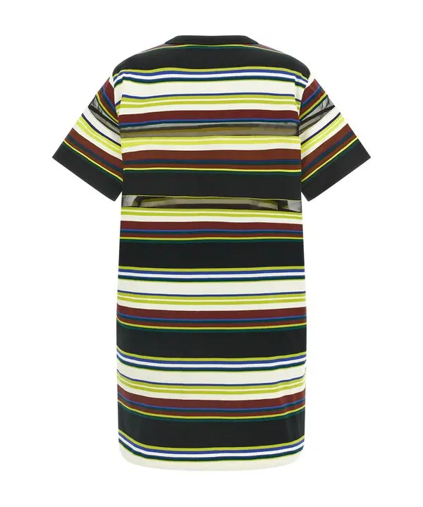 Sacai Striped Sheer Panel T-shirt Dress