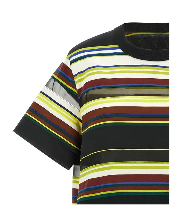 Sacai Striped Sheer Panel T-shirt Dress