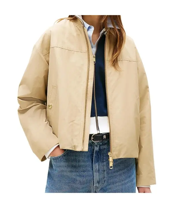 Tommy Hilfiger Zip-up Bomber Jacket With Ribbed Collar And Embroidered Logo - No