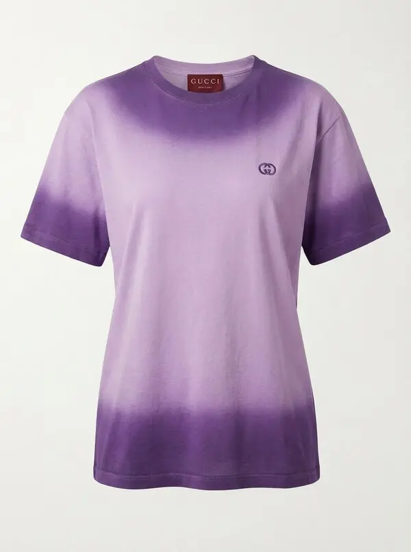 Gucci Gradient Logo Embroidered Crewneck T-shirt - Purple