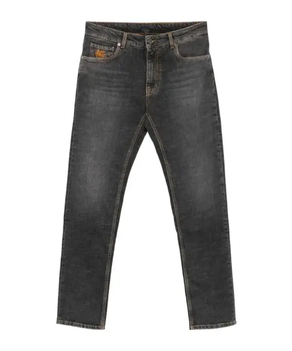 Etro Logo Embroidered Jeans - Grey