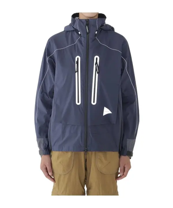 AND WANDER Zip Pocket Hooded Jacket - Blue