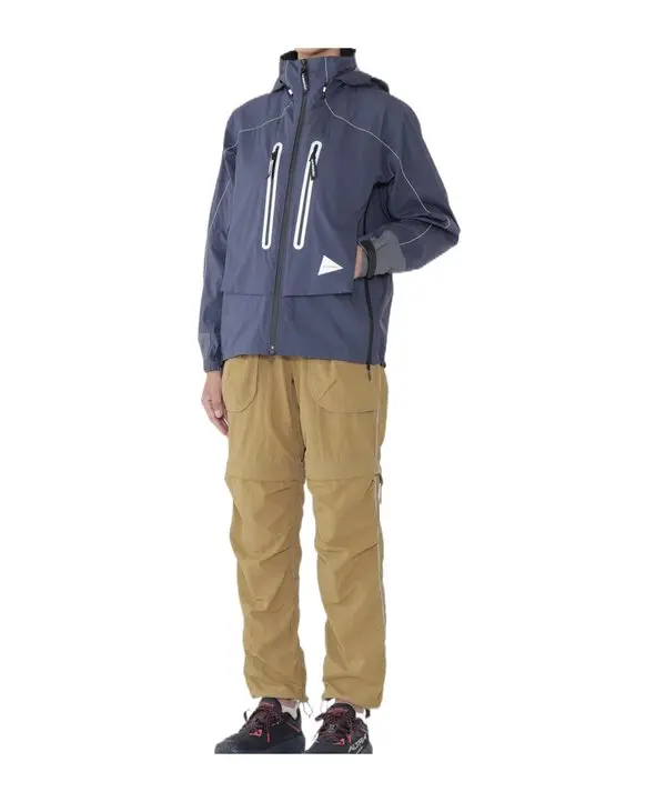 AND WANDER Zip Pocket Hooded Jacket - Blue