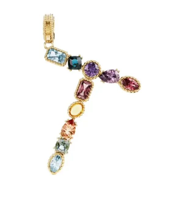 Dolce & Gabbana 18kt Yellow Gold Alphabet Pendant With Multi-gemstone Embellishments - Multicolor