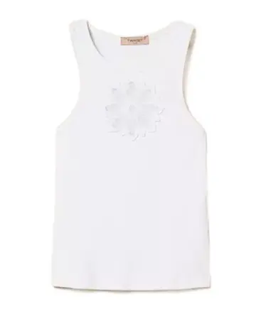 TWINSET Floral Embroidered Tank Top - White