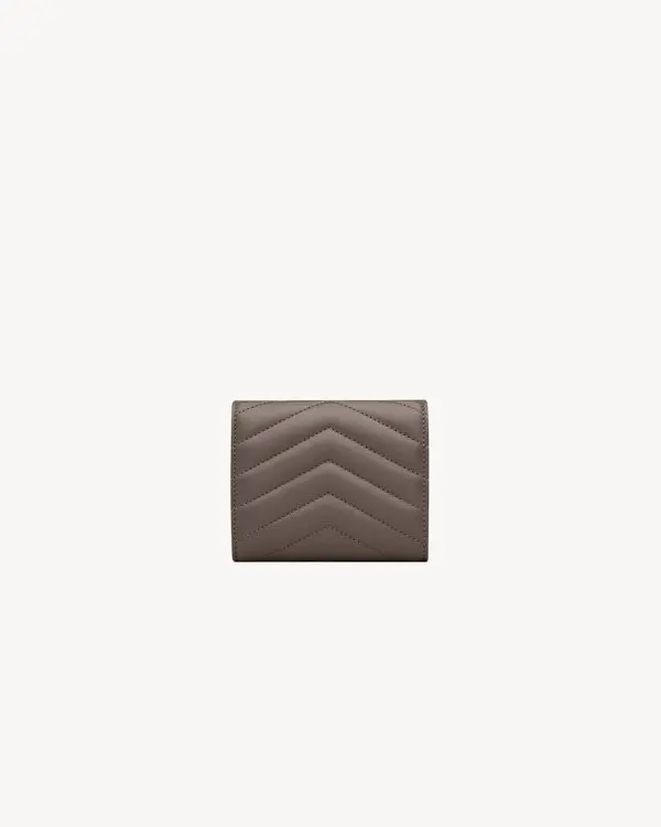Saint Laurent Cassandre Multi-fold Wallet In Lambskin - Brown